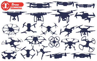 Flying drone or delivery silhouettes Royalty Free Vector