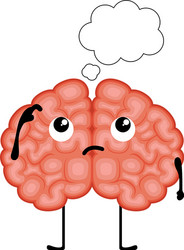 Cute brain cartoon character asking for help Vector Image