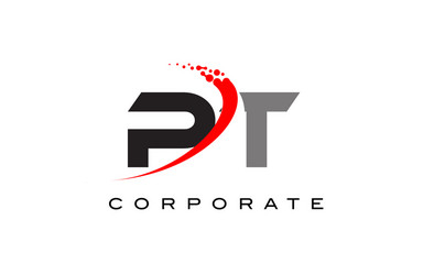 Creative blue letters pt p t logo with leading Vector Image