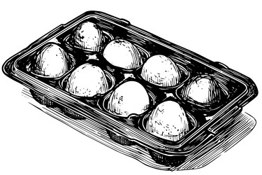 Box of eggs hand drawn ink sketch engraving style Vector Image