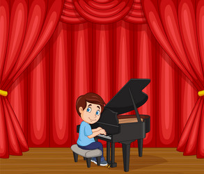 Cartoon little boy playing piano Royalty Free Vector Image