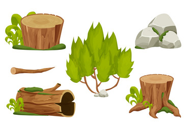Forest nature elements landscape set with tree Vector Image