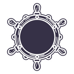 Ship rudder circle label Royalty Free Vector Image