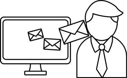 Business and email in black white Royalty Free Vector Image