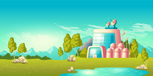 Power plant or station cartoon Royalty Free Vector Image