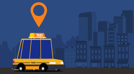 Taxi graphic design in flat style Royalty Free Vector Image