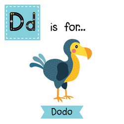 Letter d lowercase tracing dodo bird Royalty Free Vector