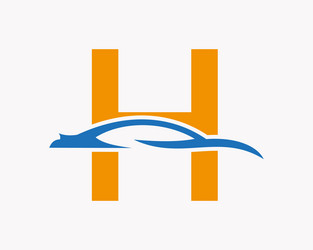 Letter h with racing flag logo speed logo symbol Vector Image