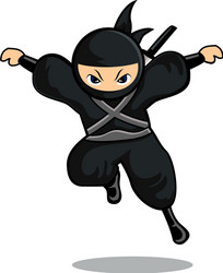 Black ninja cartoon jump Royalty Free Vector Image