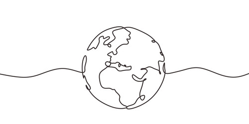 One continuous line drawing of earth planet Vector Image