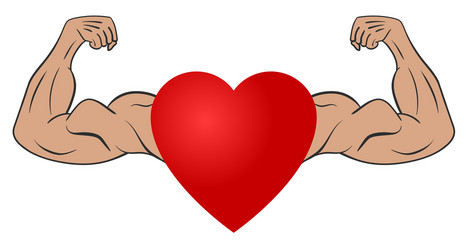Heart with muscular arms Royalty Free Vector Image