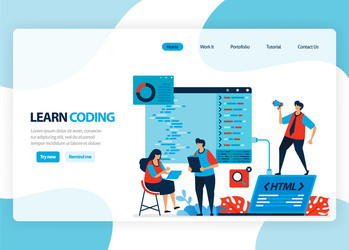 Homepage for learning programming and coding Vector Image