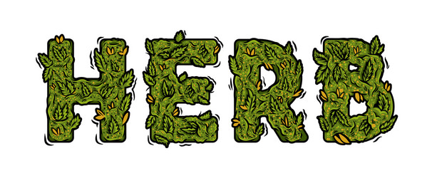 Decorative green marijuana alphabet design Vector Image