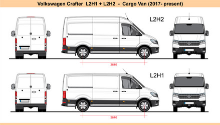Volkswagen crafter van l3h3 and l4h3 2017-present Vector Image