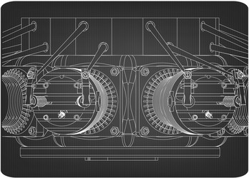 Radial engine blueprints Royalty Free Vector Image