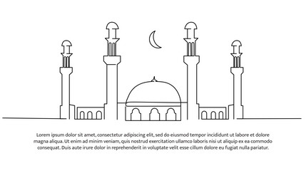 Continuous line design of modern mosque future Vector Image