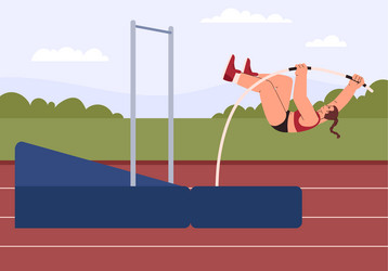 Athletic woman jumping over bar flat Royalty Free Vector