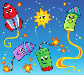 Cartoon fireworks theme 1 Royalty Free Vector Image
