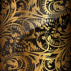Gold seamless floral background Royalty Free Vector Image