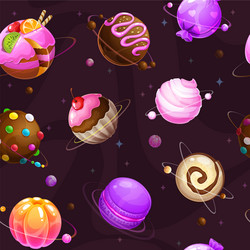 Seamless pattern with decorative fantasy planets Vector Image