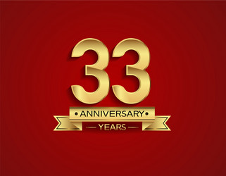 33 years golden anniversary line style isolated Vector Image