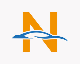 Letter n with racing flag logo speed logo symbol Vector Image