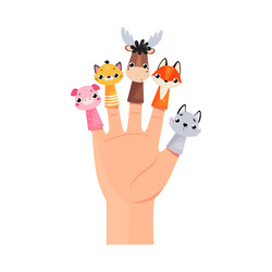 Finger toy and puppets on hand palm Royalty Free Vector