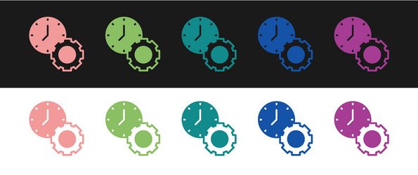 Black time management icon isolated on transparent