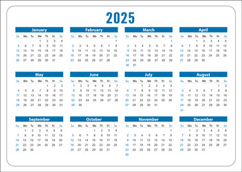 Rainbow calendar year 2025 Royalty Free Vector Image