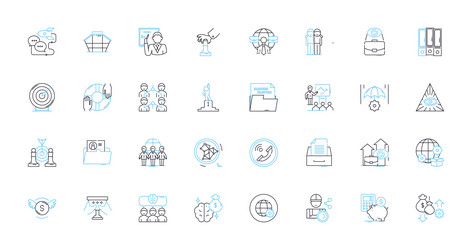 Executive mogul linear icons set success Vector Image