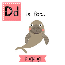 Letter d lowercase tracing happy dugong Royalty Free Vector