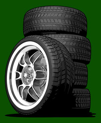 Racing car tires and wheels template Royalty Free Vector