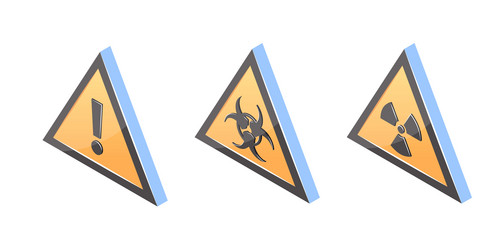 Hazard icons yellow triangle warning signs Vector Image