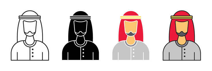 Arabic man icon set kuwait muslim sheikh Vector Image