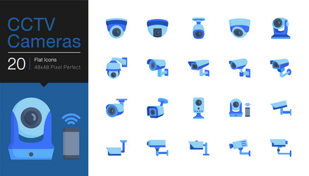 Cctv cameras security camera systems icons Vector Image