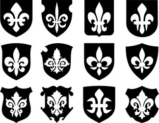 Royal symbols lily flowers floral and crowns Vector Image