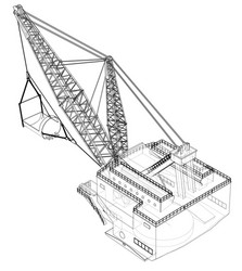 Dragline excavator silhouette Royalty Free Vector Image