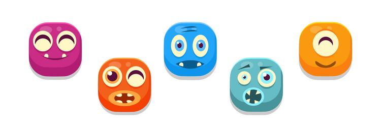 Funny square face character with emotion icon Vector Image