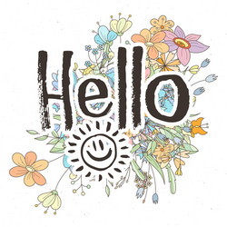 Hand lettering grunge card with flower background Vector Image