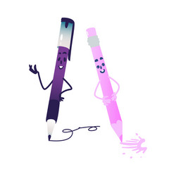 Cute ball pen cartoon character isolated on white Vector Image