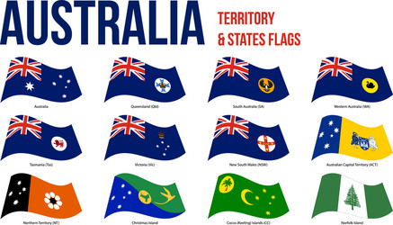 Australia all states and territory flags on white Vector Image