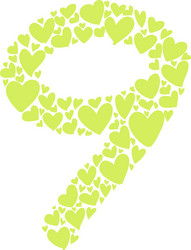 Hand-drawn heart-shaped colorful number Royalty Free Vector