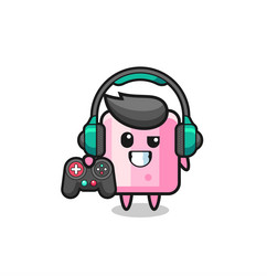 Marshmallow gamer mascot is angry Royalty Free Vector Image
