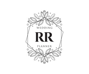 Rr initials letter wedding monogram logos Vector Image