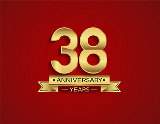 38 years golden anniversary line style isolated Vector Image