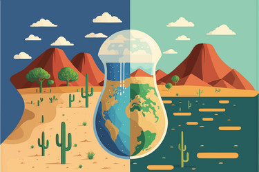 A desert exhibiting scarcity of water resources Vector Image