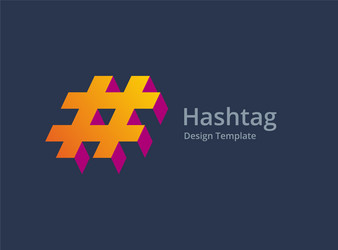 Hashtag realistic 3d on gray Royalty Free Vector Image