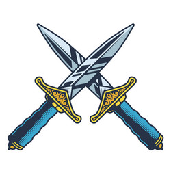 Knives crossed challenge fight dangerous Vector Image