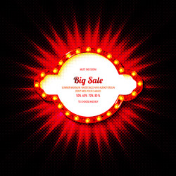 Retro light sign vintage style banner Royalty Free Vector