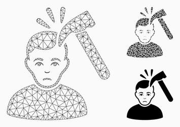 Hold hammer mesh 2d model and triangle Royalty Free Vector